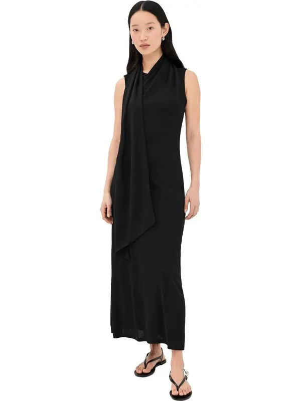 Ami Sleeveless Maxi Lavalliere Dress - Noir