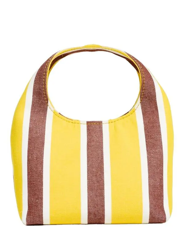 LOEFFLER RANDALL Kenzie Mini Bucket Clutch - Yellow/white/maroon Stripe