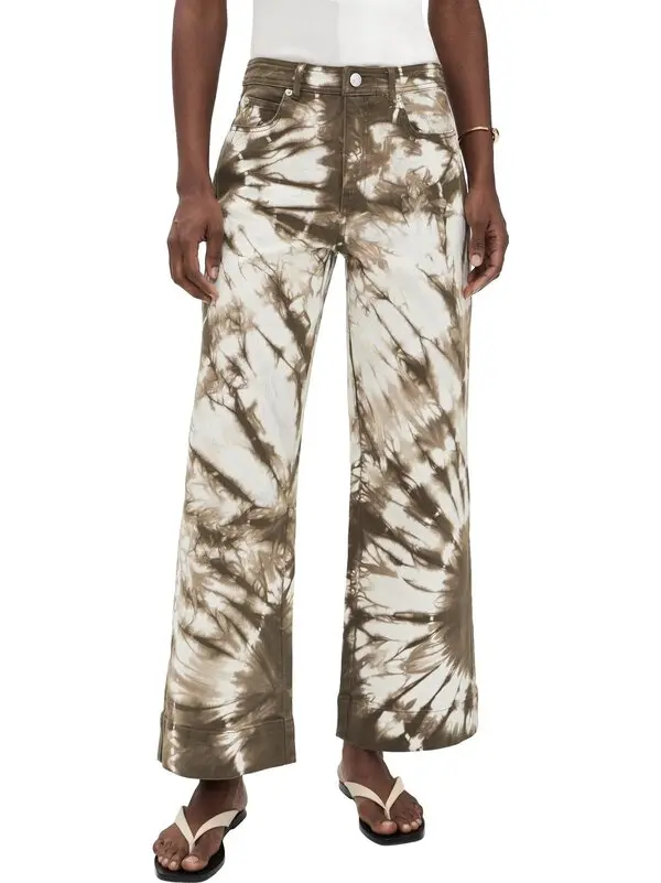 Cinq À Sept Tie Dye Denim Betsy Pants - Dark Olive/white