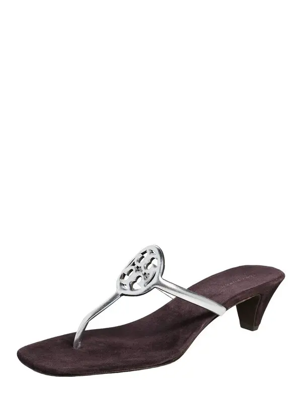 Tory Burch Miller Capri Kitten Heels - Silver/cocoa