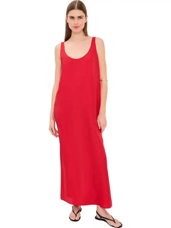 RÓHE Silk Scoop Neck Maxi Dress - Red