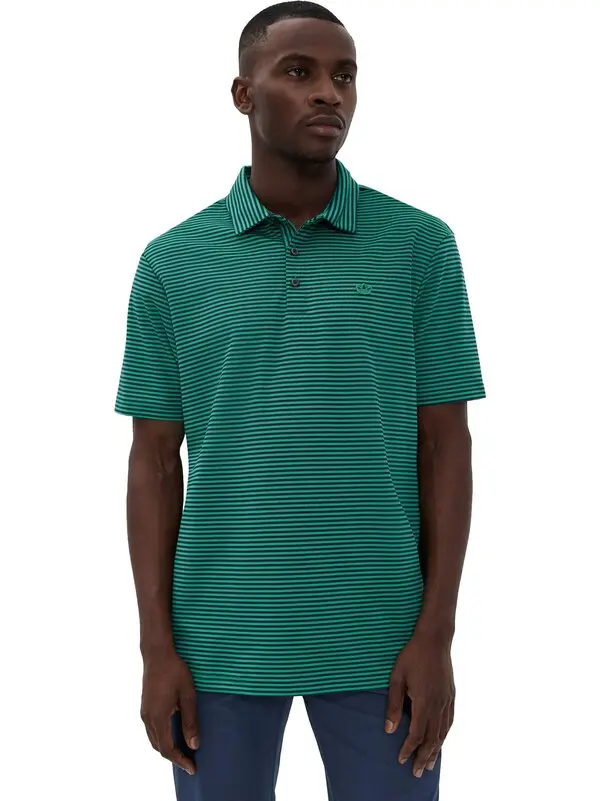 Adidas Originals Stripe Pique Polo - Court Green/night Indigo