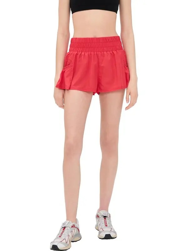 Free People Pleated Smocked Waist Shorts - Grapefruit