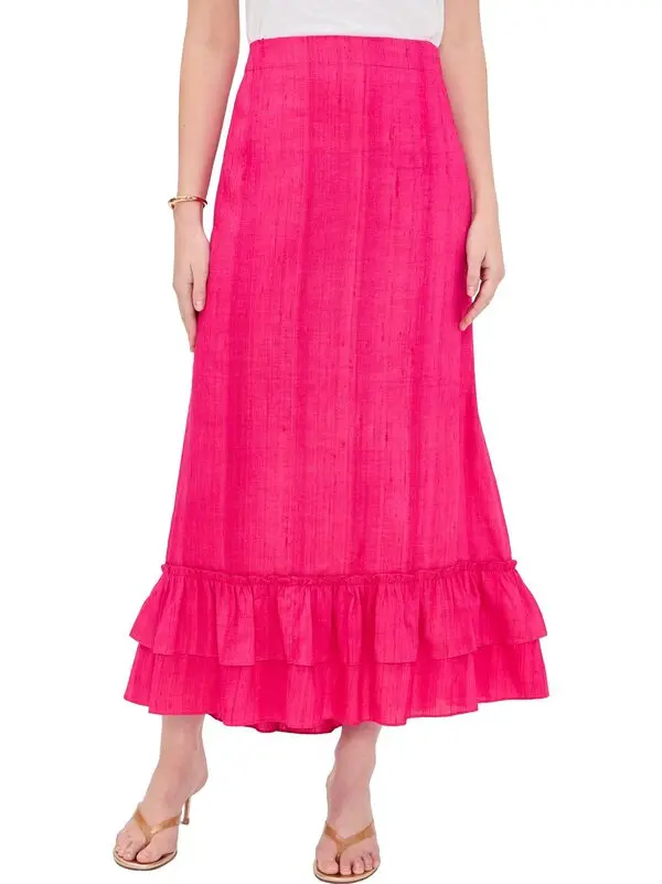 CONIGLIO PALM BEACH Silk Midi Skirt With Cinch Back - Lush Pink