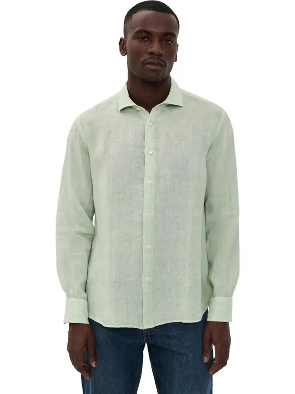 Fedeli Nick Linen Button Down Shirt - Pistacchio
