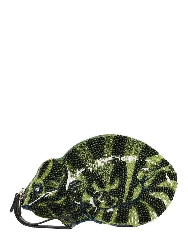 ALEMAIS Chameleon Beaded Clutch - Green