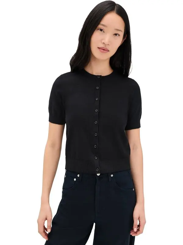 LA LIGNE Short Sleeve Cardigan - Black