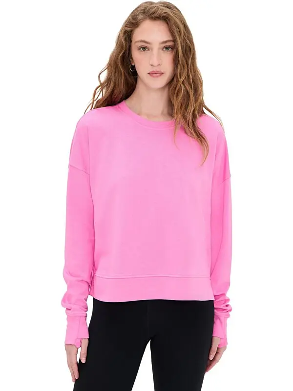 Sweaty Betty After Class Crop Sweatshirt - Guava Pink