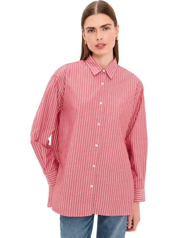 NILI LOTAN Yorke Shirt - Red And White Stripe