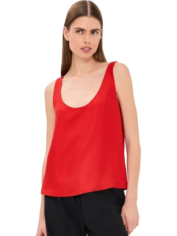 RÓHE Silk Scoop Neck Top - Red