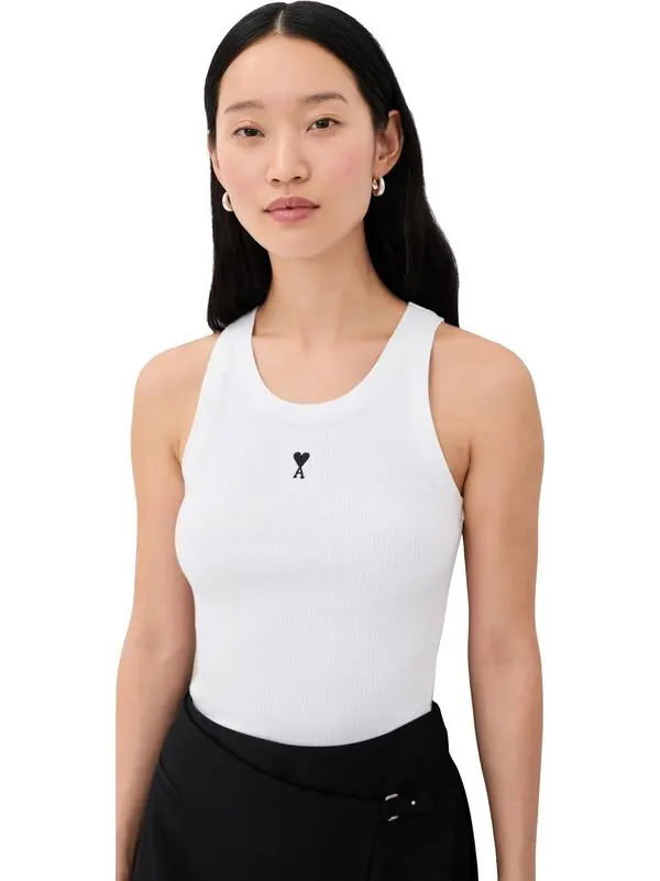 Ami Contrast De Coeur Tank Top - Blanc