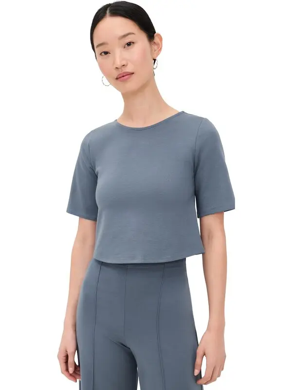 RIPLEY RADER Ponte Knit Short Sleeve Top - Sea Blue