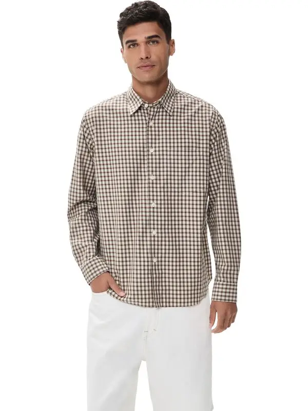 Theory Weekend Flannel Shirt In Park Check - Morel Multi