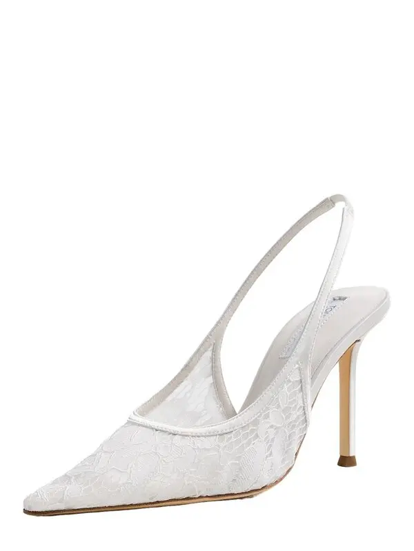 TONY BIANCO Noni Lace Slingbacks - Ivory Brocade