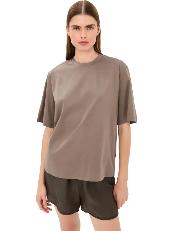 RÓHE Oversized Cotton Silk T-shirt - Taupe