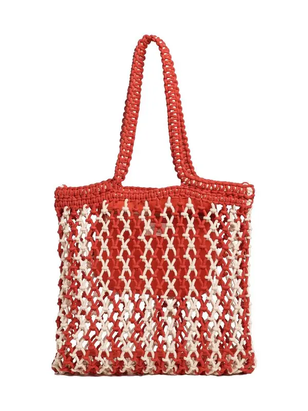 Faherty Brand Sunwashed Macrame Tote - Poppy Red