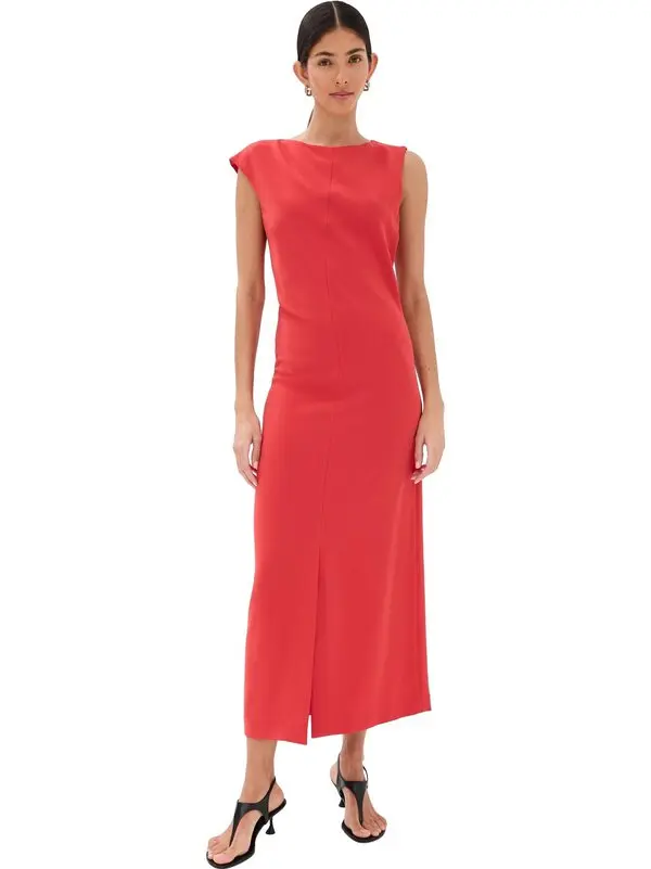 Proenza Schouler Damea Dress In Matte Double Crepe - Tomato