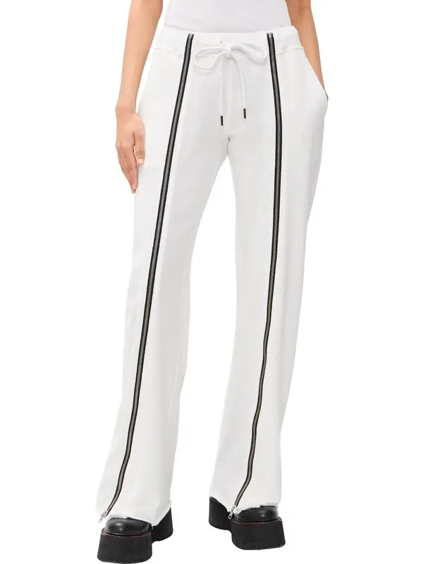 R13 Zippered Wide Leg Sweatpants - White