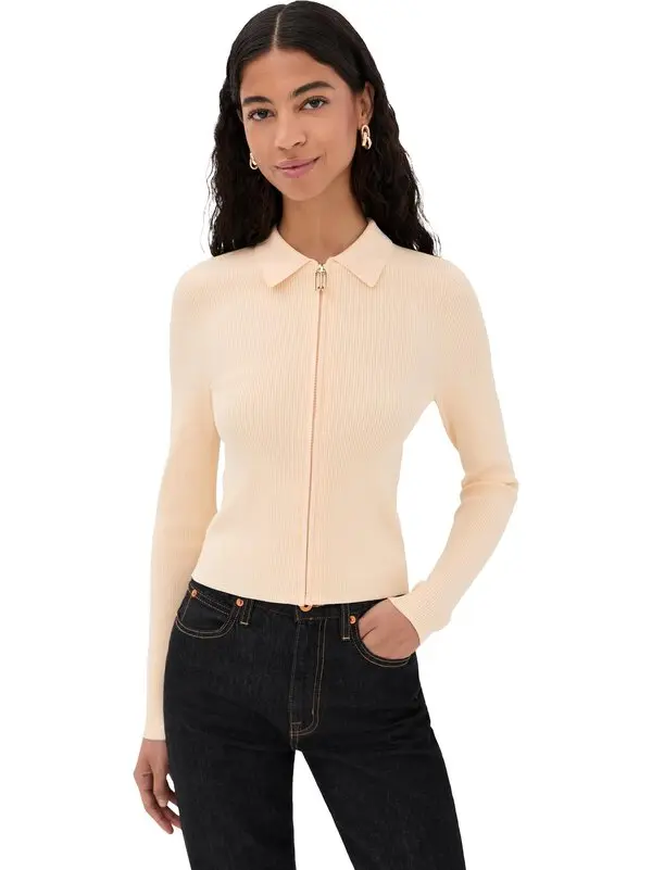 Victoria Beckham Zipped Polo Top - Sandstone