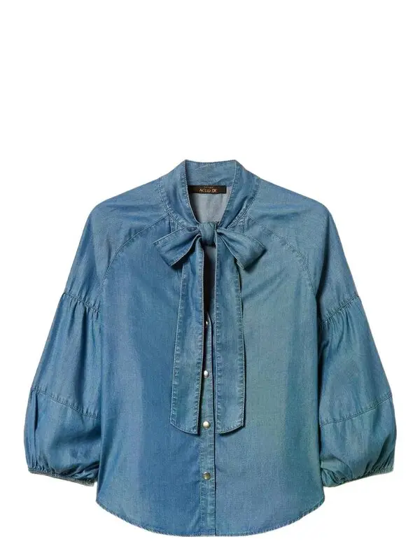TWINSET Balloon-sleeved Denim Shirt - Blue