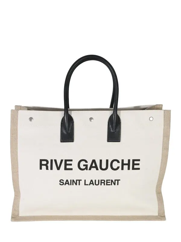 Saint Laurent Linen Rive Gauche Tote - Beige