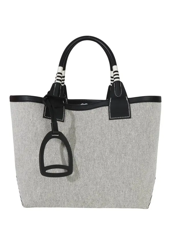 Hermès Steeple 25 Tote Ecru Militaire Canvas Swift - Black