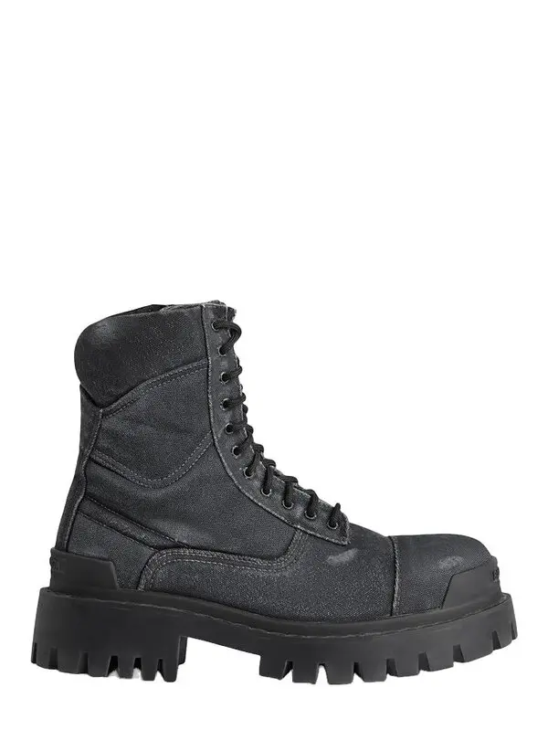 Balenciaga Combat Strike Boot Wornout Canvas - Black
