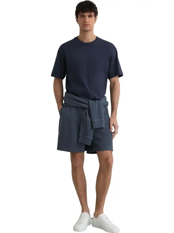REISS Cotton-piqué Garment-dyed Shorts - Airforce Blue