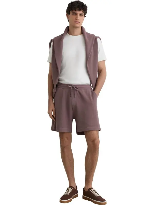 REISS Cotton-piqué Garment-dyed Shorts - Mauve Pink