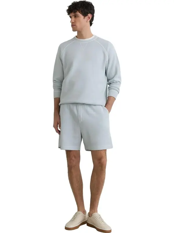 REISS Cotton-piqué Garment-dyed Sweatshirt - Light Blue