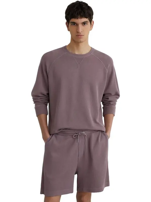 REISS Cotton-piqué Garment-dyed Sweatshirt - Mauve Pink