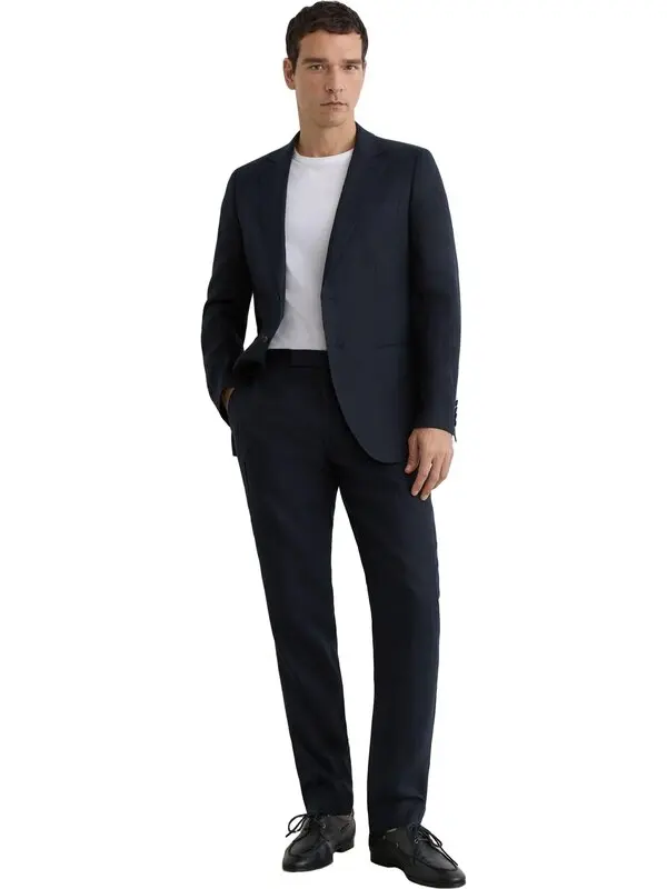 REISS Tailored Classic-fit Linen Suit Trousers - Navy