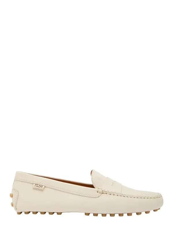 TOD'S Gommino Leather Loafers - Ivory