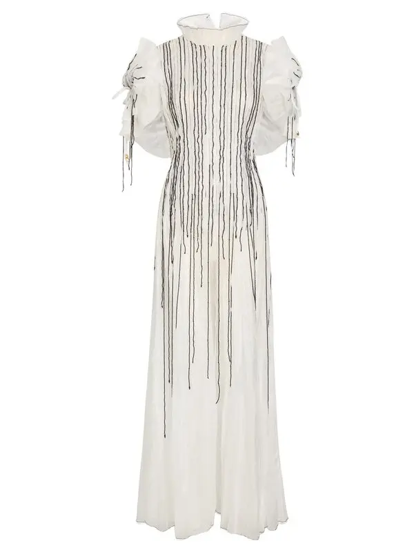 Aje Clara Bead-embellished Chiffon Maxi Dress - Ivory