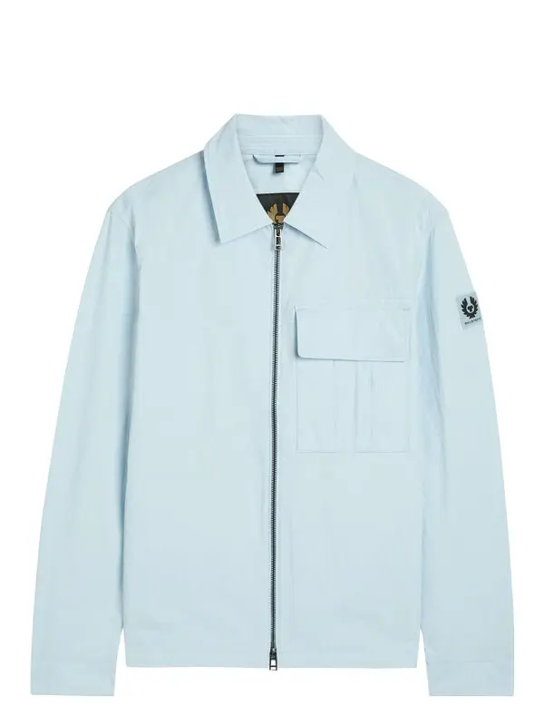 Belstaff Logo-appliquéd Cotton-blend Overshirt - Light Blue