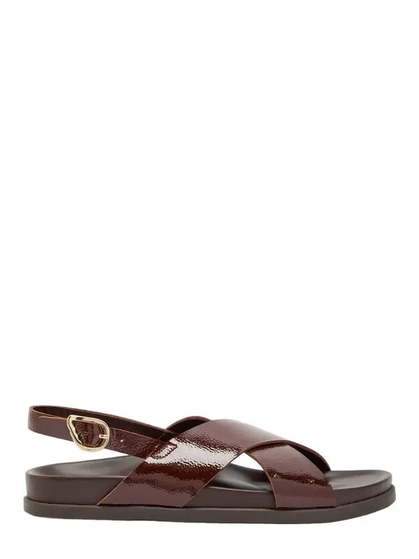 ANCIENT GREEK SANDALS Ikesia Textured Patent Leather Sandals - Brown