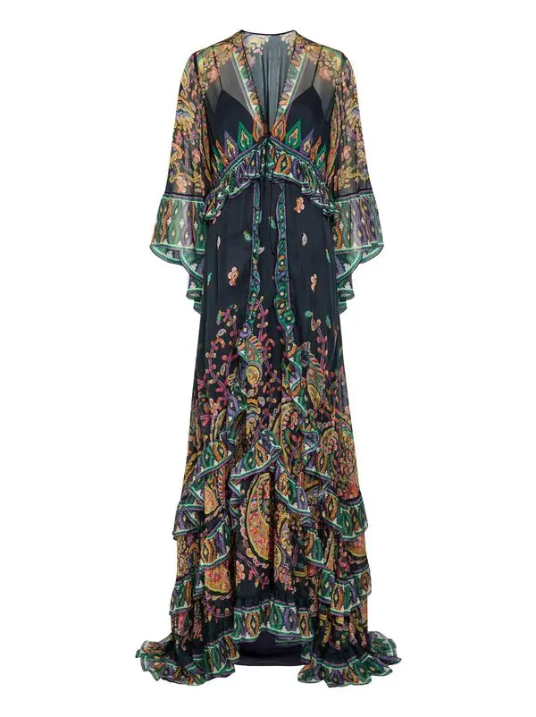 Etro Printed Silk-chiffon Maxi Dress - Black