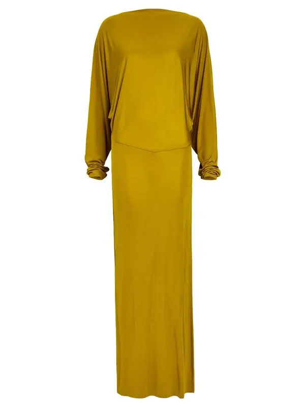 DE LA VALI Devana Open Back Jersey Maxi Dress - Gold