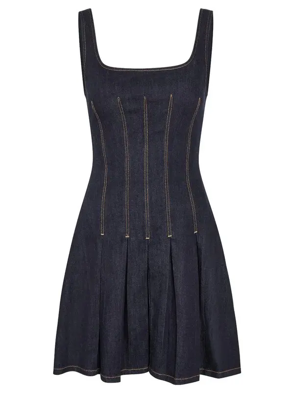 Alice + Olivia Hollis Pleated Mini Dress - Denim