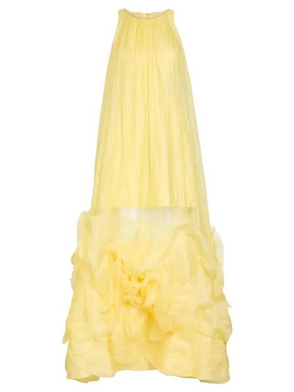 Aje Ecliptica Ruffled Chiffon Maxi Dress - Yellow