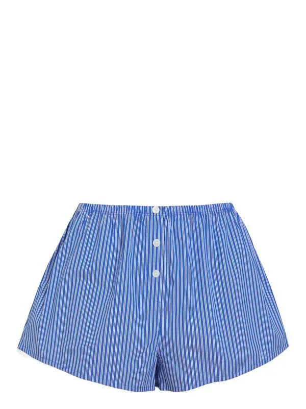 Good American Striped Lace-trimmed Cotton-blend Shorts - Blue