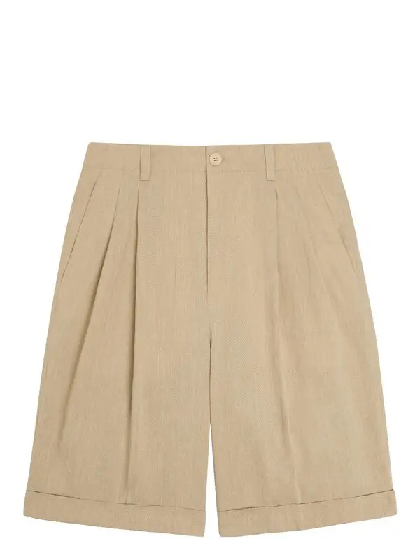Jacquemus Herringbone Linen-blend Shorts - Beige