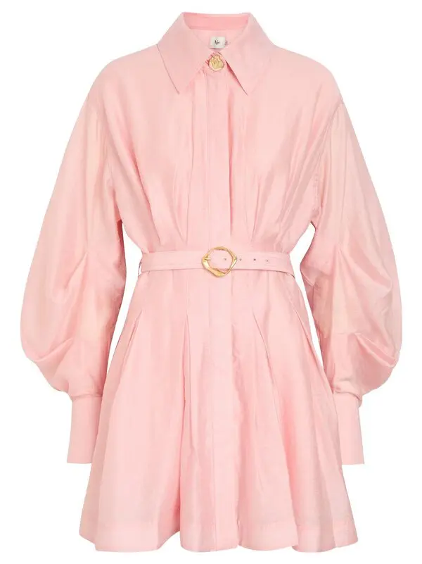 Aje Murphie Pintuck Woven Mini Shirt Dress - Light Pink