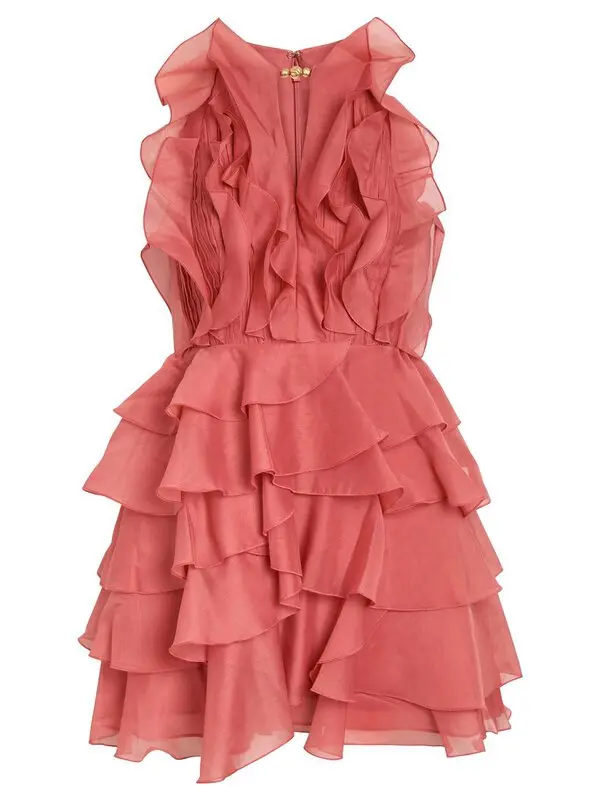 Aje Cleo Ruffled Chiffon Mini Dress - Pink