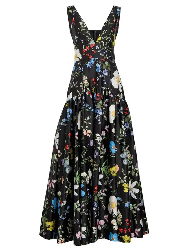 Alice + Olivia Lila Floral Print Tiered Gown - Multicoloured