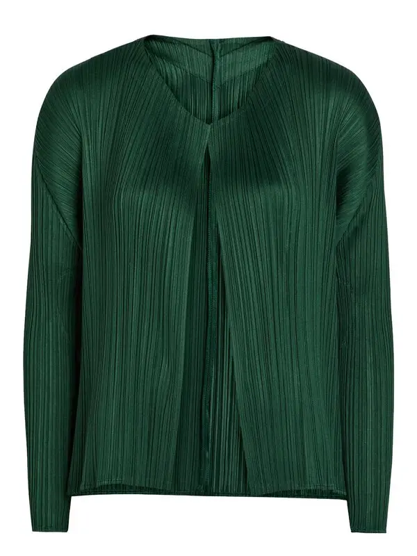 Issey Miyake Pleated Woven Cardigan - Dark Green