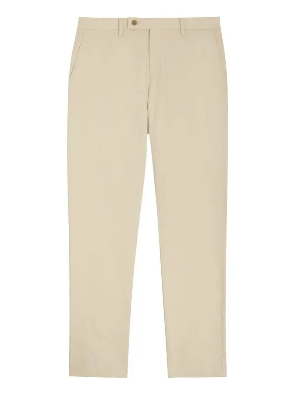 Sunspel Cotton And Linen-blend Tapered-leg Trousers - Ecru