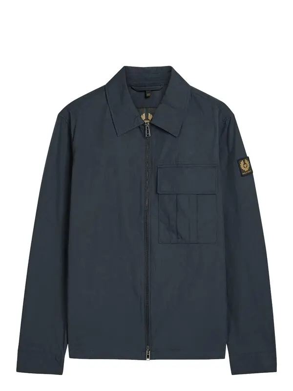 Belstaff Cargo Logo-appliquéd Cotton-blend Overshirt - Navy