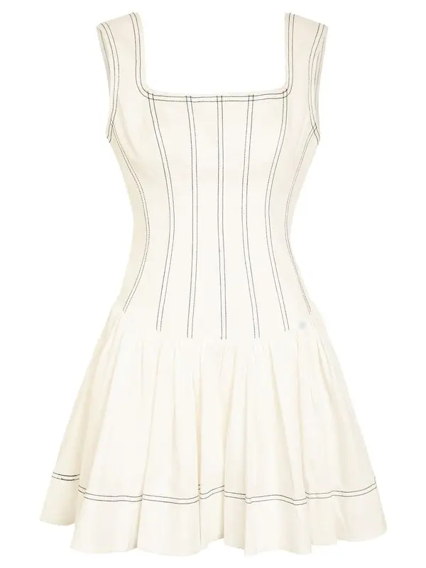 Aje Contrasting Cotton Mini Dress - Ivory