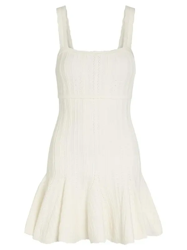 LoveShackFancy Tabatha Pointelle-knit Mini Dress - White